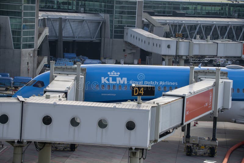 A Jet Bridge To a KLM Airplane at Schiphol the Netherlands 29-8-2024 ...