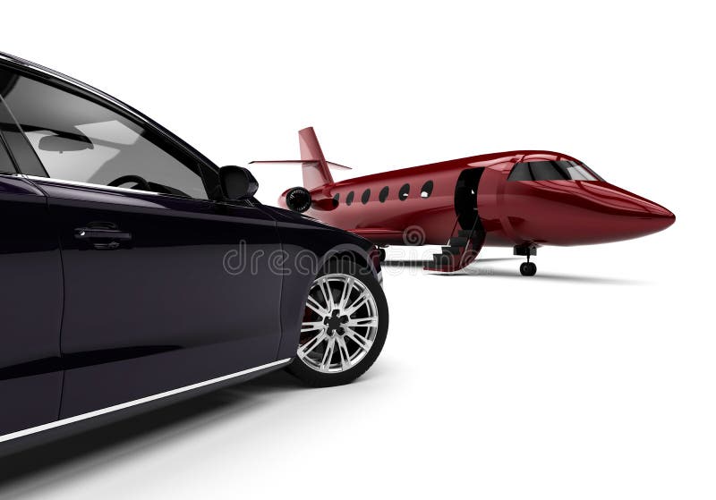 Jet and a car stock illustration. Illustration of automobile - 74980695