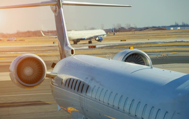 Jet Engine Against a Plane at the Airport on Loading Stock Image ...