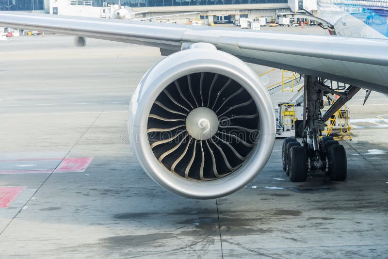 Jet Engine of Air Plane with Runway Background Editorial Stock Photo ...