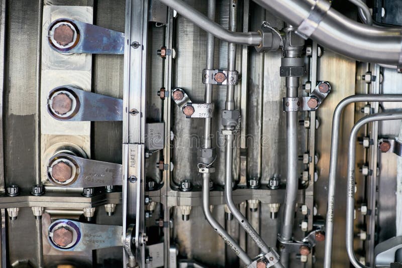 Jet Engine. Airplane Engine Side View Close Up Stock Photo - Image of ...