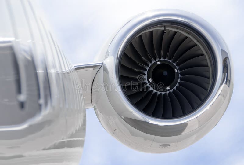 Jet Engine Turbine on a Private Jet Plane Stock Image - Image of ...