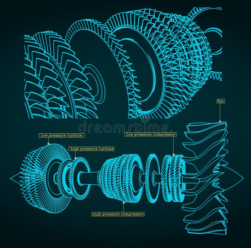 Jet Engine Compressor Drawings Stock Vector - Illustration of ...
