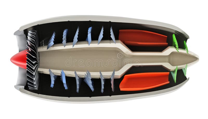 Jet Engine Cross Section Showing Details 3D Illustration Stock ...