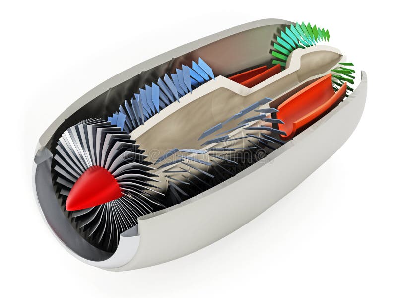 Jet Engine Cross Section Showing Details 3D Illustration Stock ...