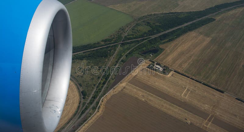 Jet Engine and Earth Fields Stock Photo - Image of plant, view: 97482480
