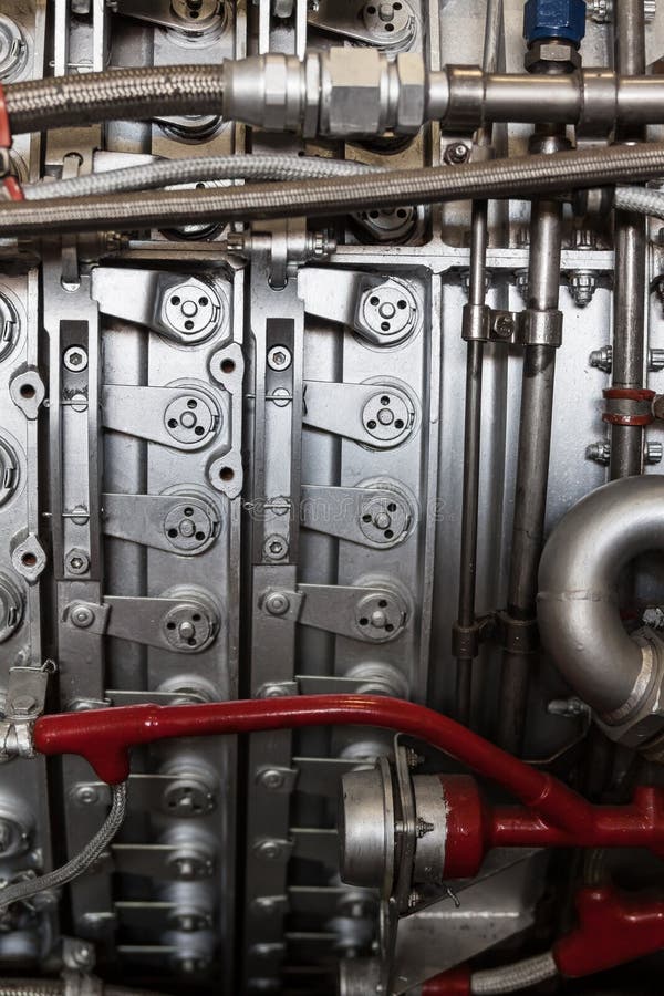 Jet Engine Plumbing of Tubes and Hoses Stock Image - Image of complex ...