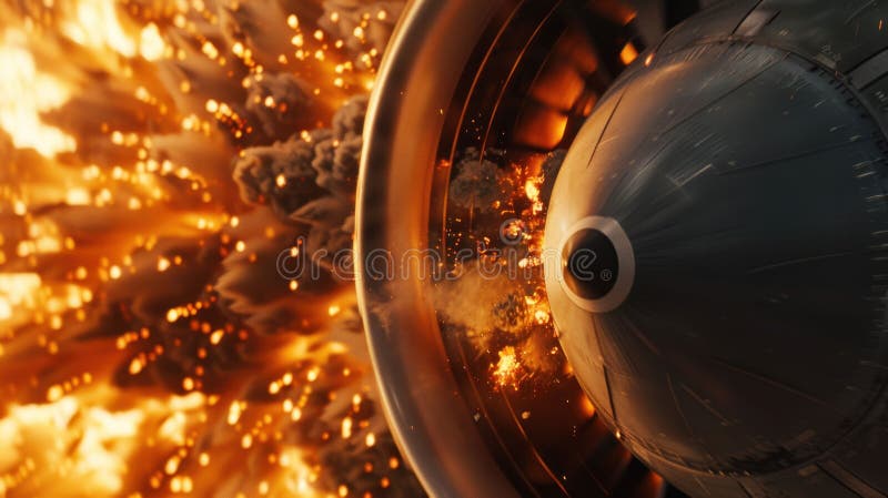 Jet Engine with Flames and Sparks. Generative Ai Stock Illustration ...