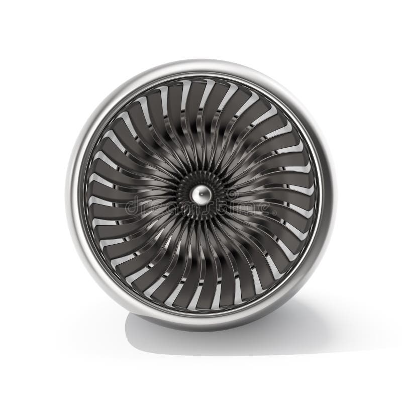 Jet Engine Front View Isolated on White Background. 3d Rendering Stock ...