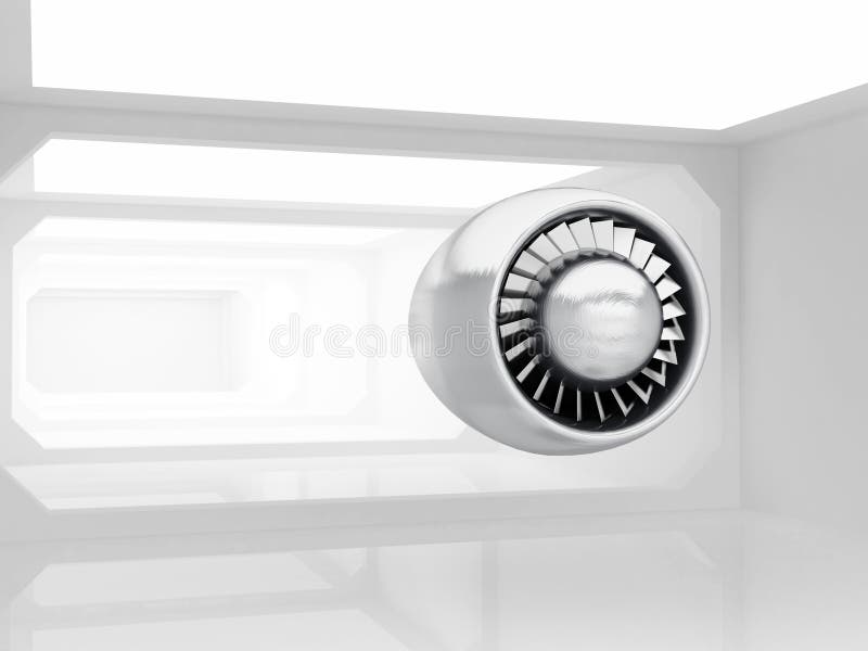 Jet Engine in Futuristic Room Stock Illustration - Illustration of ...