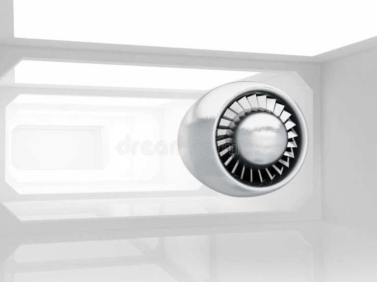 Jet Engine in Futuristic Room Stock Illustration - Illustration of ...