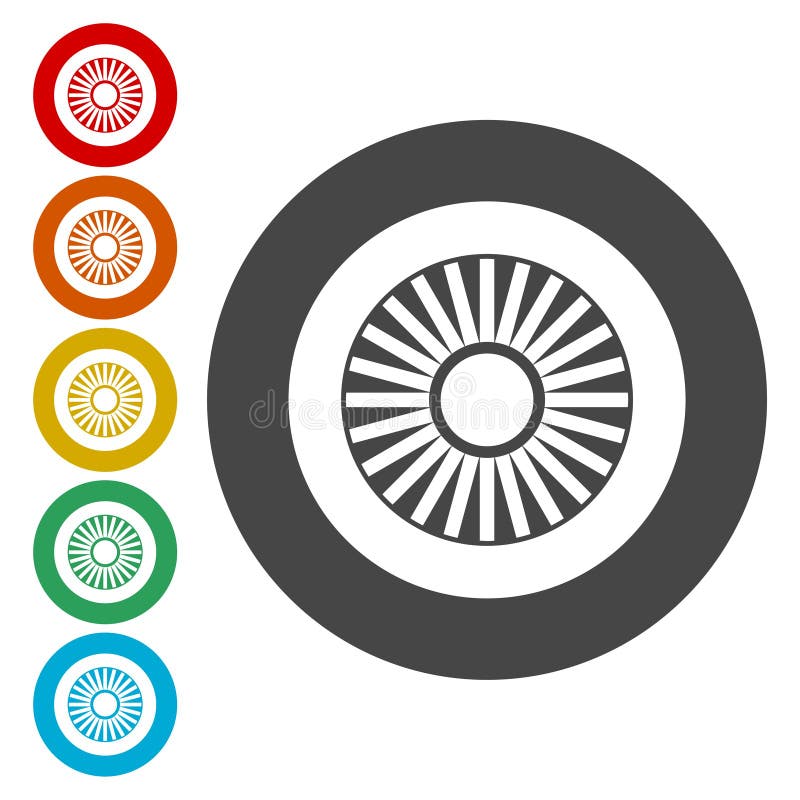 Jet engine icons set stock vector. Illustration of detail - 134040025