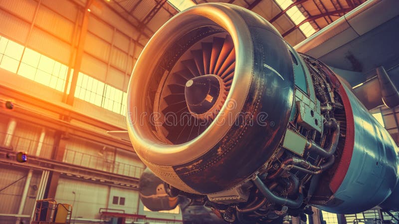 Jet Engine Inspection in Hangar Stock Photo - Image of engineering ...