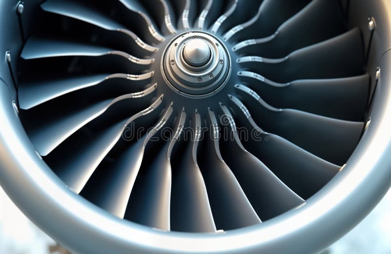 Jet Engine Internal Structure Detailed Closeup. Complex Arrangement of ...
