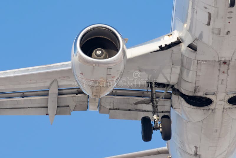 Jet Engine and Landing Gear Flying in the Air Stock Image - Image of ...