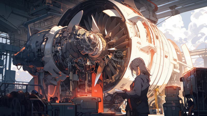Jet Engine Mechanic at Work - Generative AI Stock Illustration ...