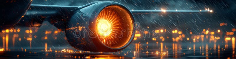 Jet Engine of Modern Aircraft in Fire. Stock Image - Image of cargo ...