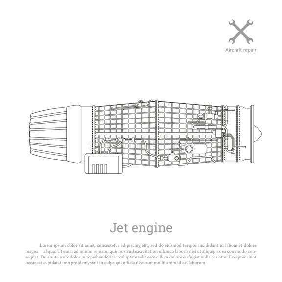 Jet Engine in a Outline Style. Part of the Aircraft Stock Vector ...