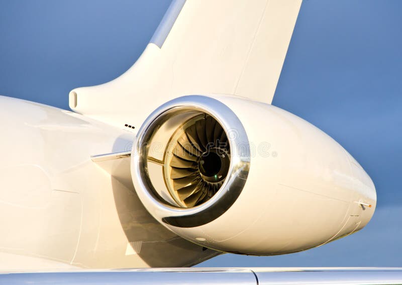 Jet Engine on a Private Plane - Bombardier Stock Photo - Image of ...