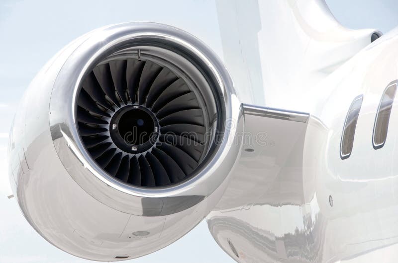 Jet Engine Turbine on a Private Jet Plane Stock Image - Image of ...