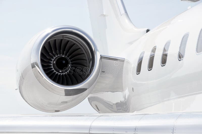 Jet Engine on a Private Plane - Bombardier Stock Image - Image of high ...