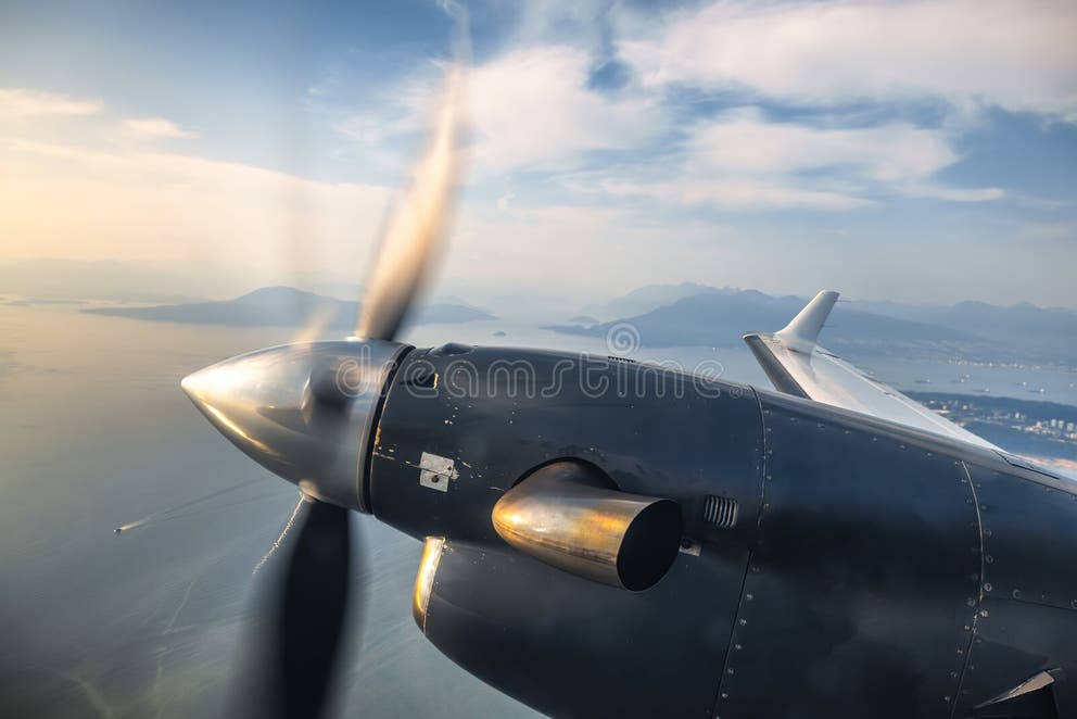 Jet Engine Propeller from Window on a Flight Stock Photo - Image of ...