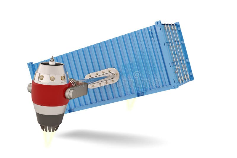 Jet Engine with Shipping Container on a White Background.3D ...