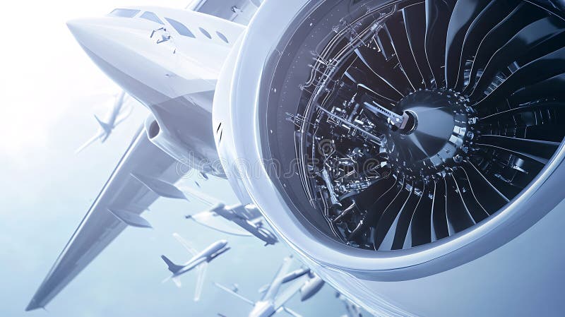 A Jet Engine is Shown with a Plane in the Background Stock Illustration ...