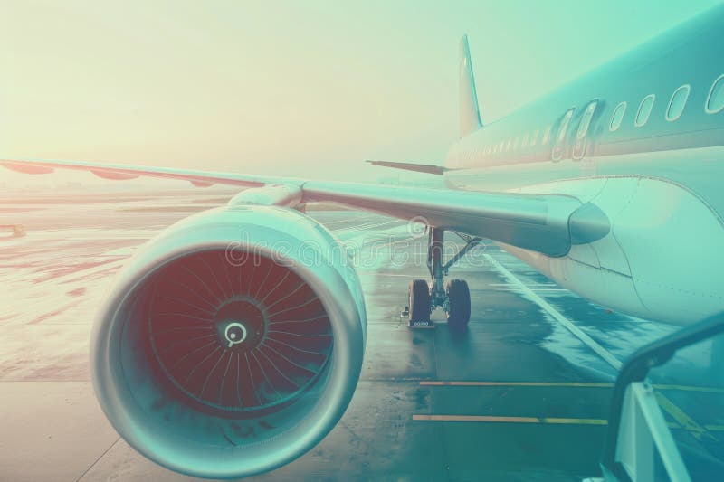 A Jet Engine Sitting on the Airport Tarmac, Ready for Takeoff Stock ...