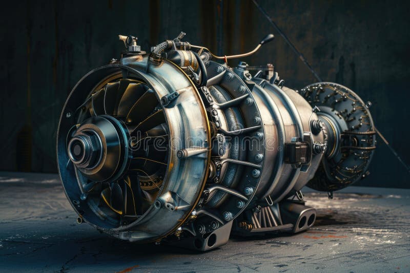 A Jet Engine Sitting on a Cement Floor, Suitable for Industrial and ...