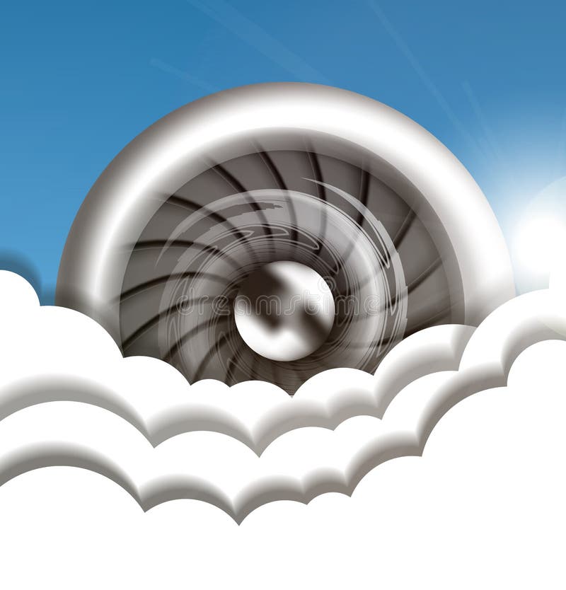 Jet engine in the sky stock vector. Illustration of metal - 41383721