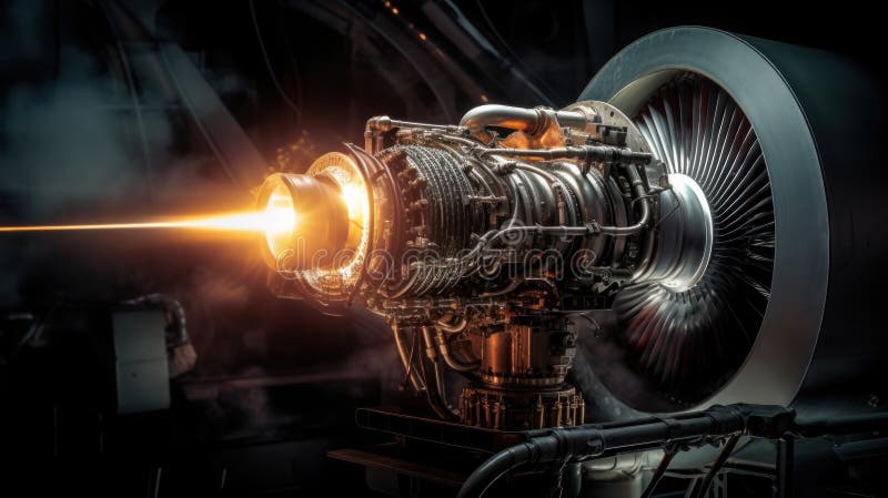 Jet Engine Test with Afterburner at Full Thrust Stock Illustration ...