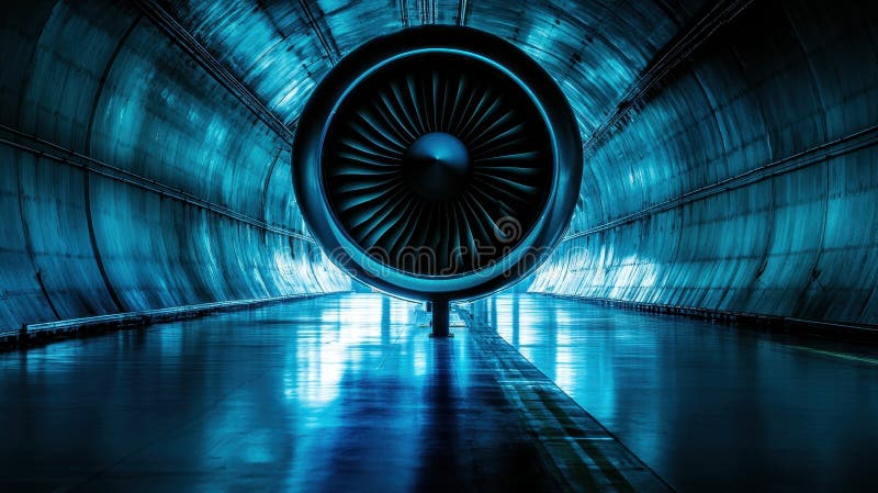 Jet Engine Testing Tunnel Vision in Blue Stock Photo - Image of ...