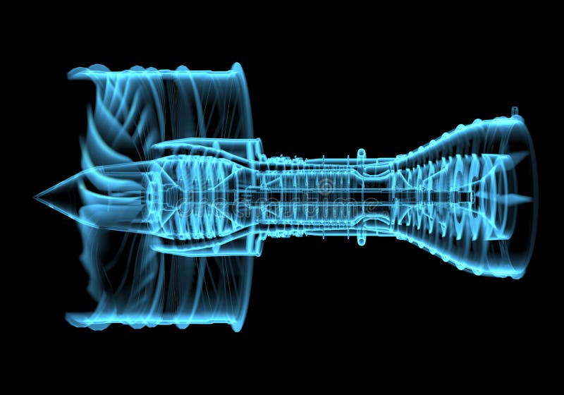 Jet Engine Turbine Dark Horizontal Background. Detailed Airplane Motor ...