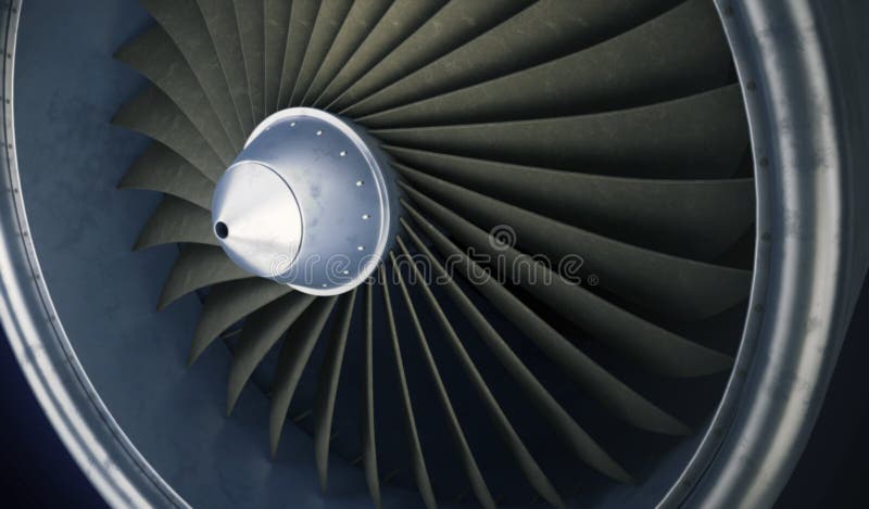 Jet Engine Turbine Dark Horizontal Background. Detailed Airplane Motor ...