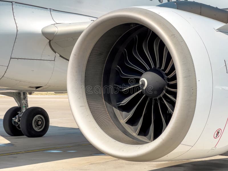 Jet Engine Under the Wing of a Commercial Airliner Standing in a ...