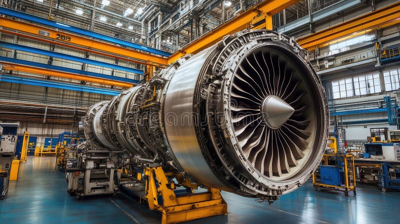 Jet Engine Undergoing Maintenance in a Modern Aviation Factory Stock ...