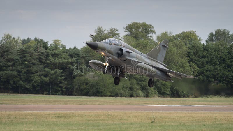 Jet Fighter Aircraft Landing on Runway Stock Image - Image of plane ...