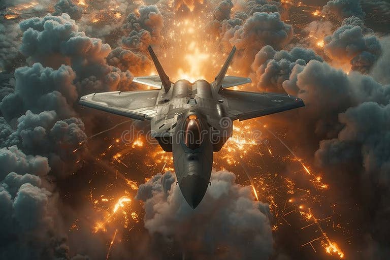 Jet Fighter Attacks and Flies Over Clouds - Fire, Flames, Explosion in ...