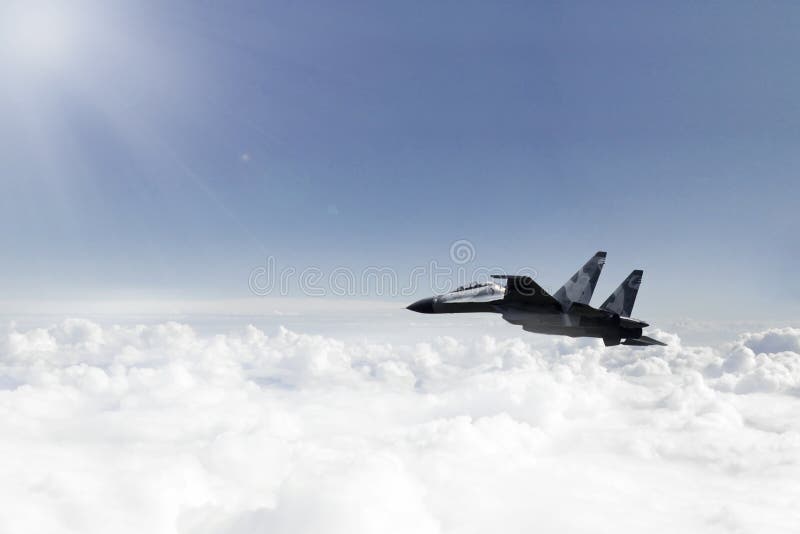 Jet Fighter Flying Over Clouds Stock Photo - Image of military ...