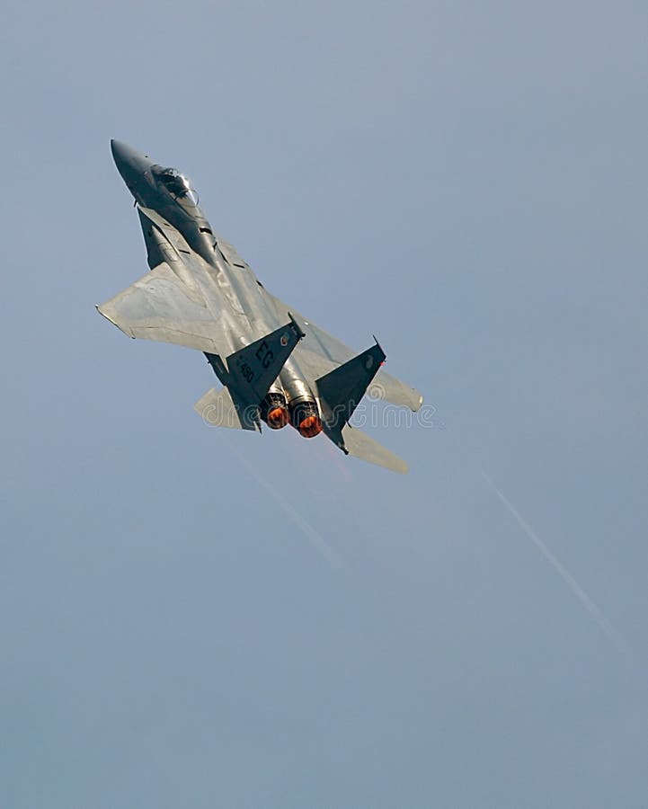 Jet Fighter Using Afterburners Stock Photo - Image of flies, military ...