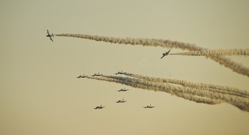 Jet Fighters in Formation during an Air Show Stock Image - Image of ...