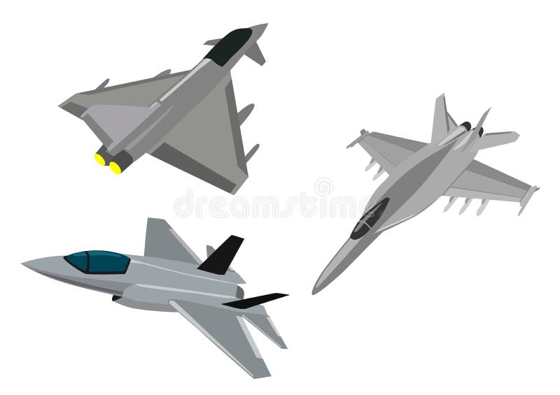 Sleek Fast Hi-tech Air and Ground Attack Jet Fighters Stock Vector ...