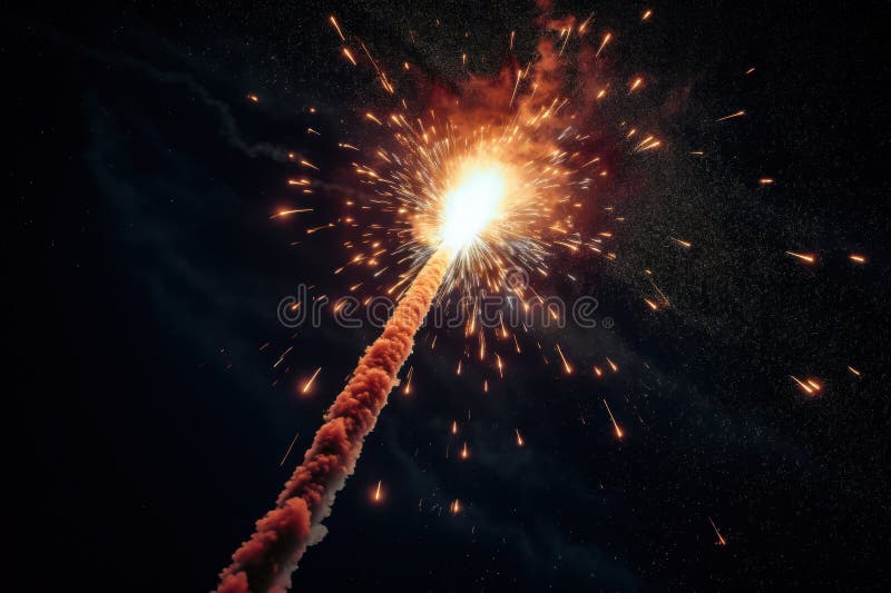 Jet Flying with Fireworks in Background Stock Illustration ...