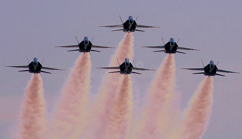 Jet Formation with Contrails Stock Photo - Image of blueangels ...
