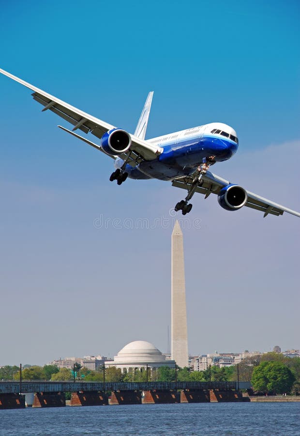 Jet Landing Washington DC stock image. Image of american - 17944691