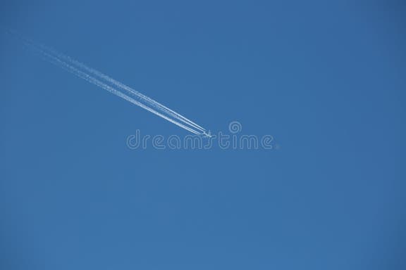 Jet on Mid Air with Smoke Trace Stock Image - Image of travel, wing ...