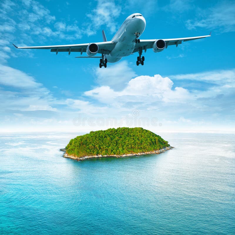 619 Jet Plane Over Tropical Island Stock Photos - Free & Royalty-Free ...