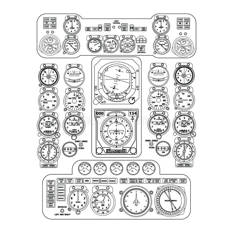 Jet Panel on White Background Stock Vector - Illustration of gauge ...