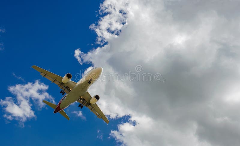 A Jet Passenger Plane in a Blue Sky Editorial Photo - Image of ...